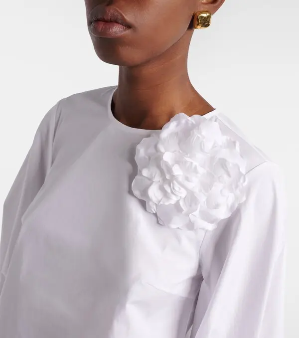 Carolina Herrera Floral Appliqué Cotton-blend Blouse