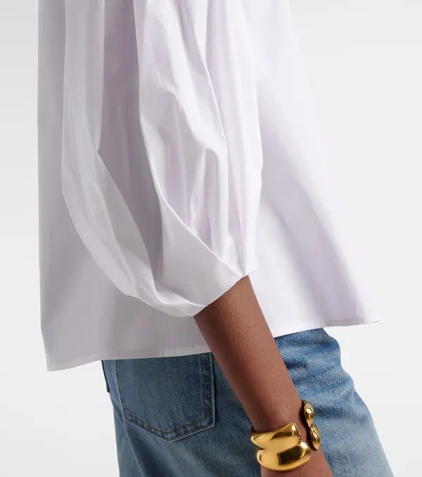 Carolina Herrera Floral Appliqué Cotton-blend Blouse