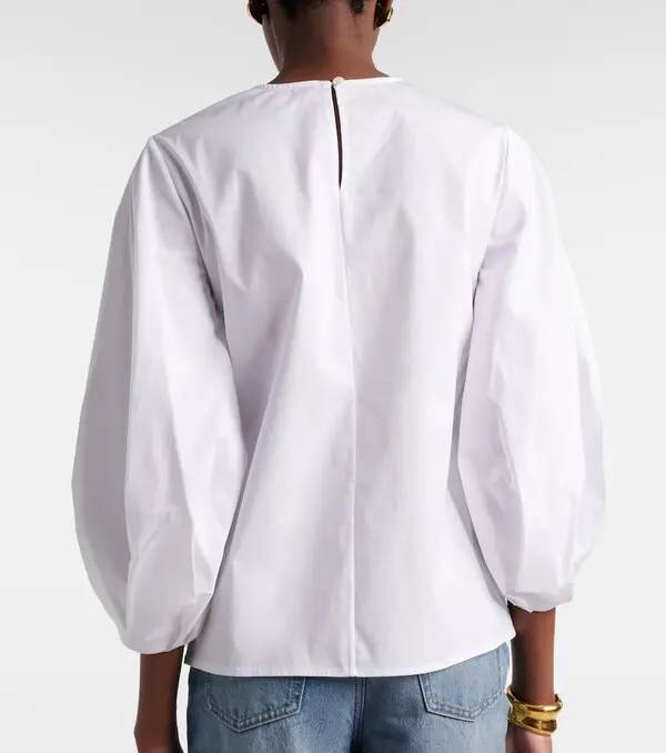 Carolina Herrera Floral Appliqué Cotton-blend Blouse