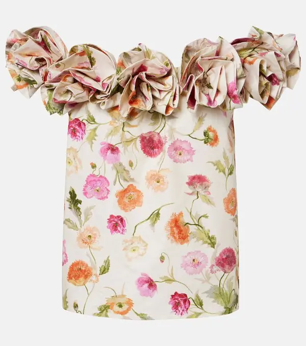 Carolina Herrera Floral-appliqué Off-shoulder Top - White