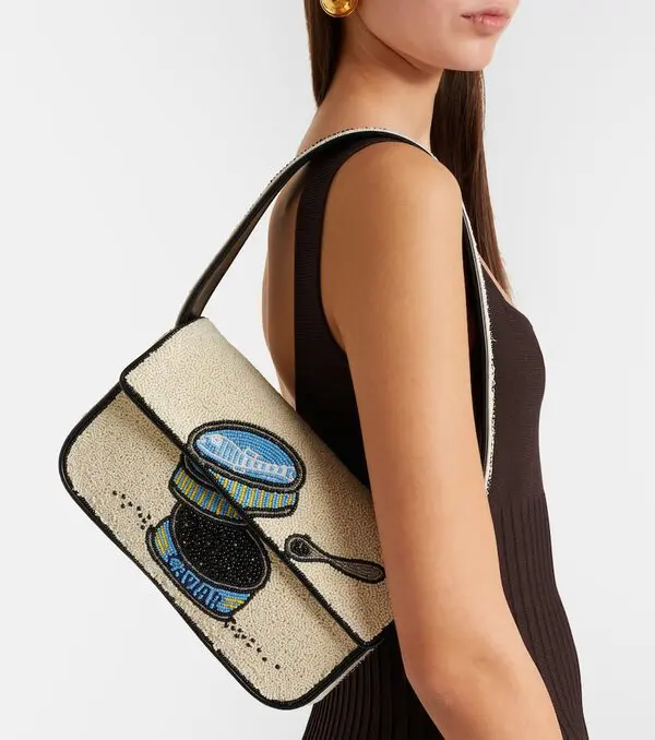 Staud Tommy Beaded Shoulder Bag - White