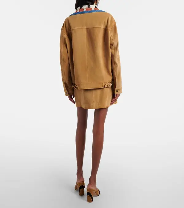 Etro Belted Suede Miniskirt - Beige