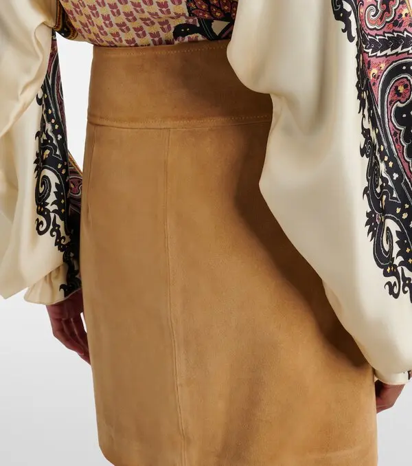 Etro Belted Suede Miniskirt - Beige