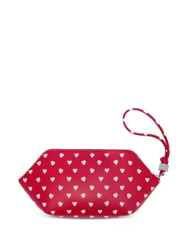 GANNI Heart Print Wristlet Pouch - Black
