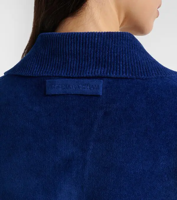 Victoria Beckham Cropped Cotton-blend Velvet Sweatshirt
