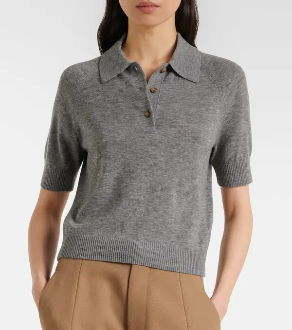 Victoria Beckham Wool Polo Shirt - Grey
