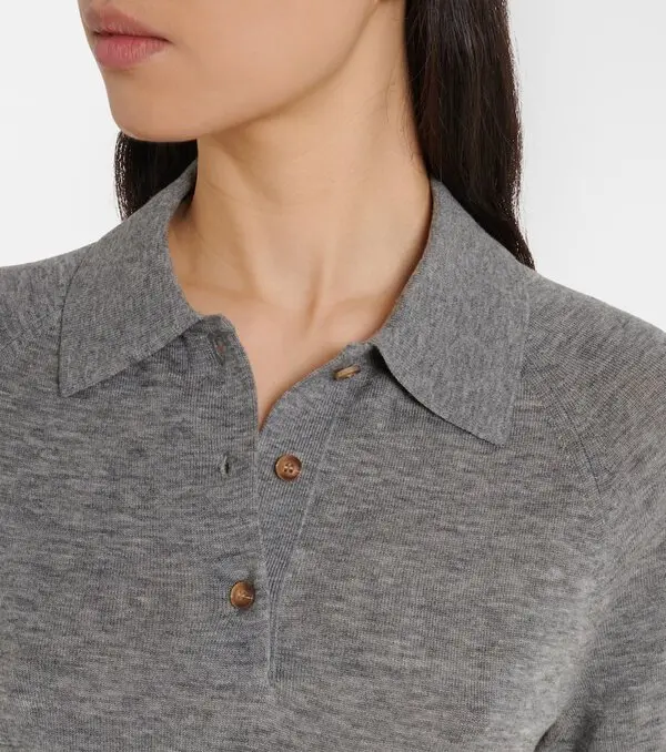 Victoria Beckham Wool Polo Shirt - Grey