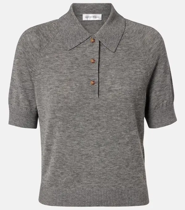 Victoria Beckham Wool Polo Shirt - Grey