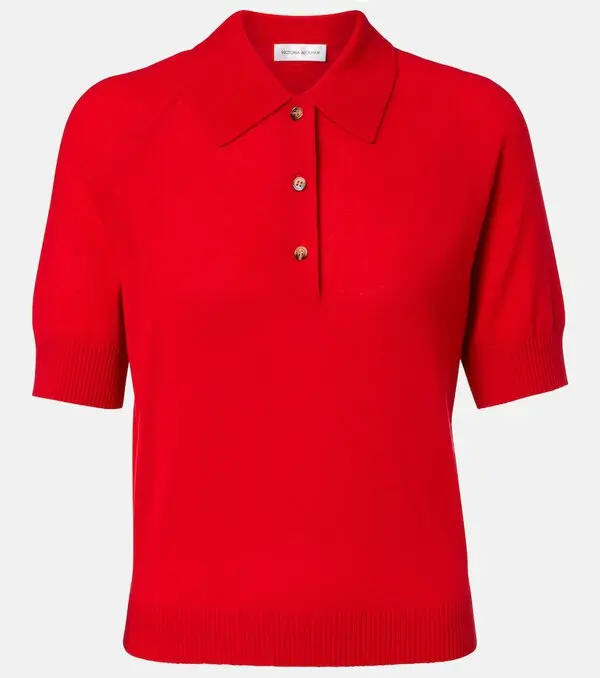 Victoria Beckham Wool Polo Shirt - Red