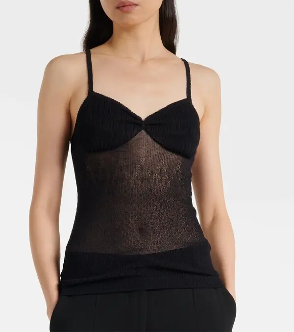 Victoria Beckham Knitted Cotton-blend Camisole - Black
