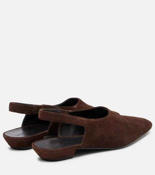 Khaite Cecilia Suede Slingback Flats - Brown