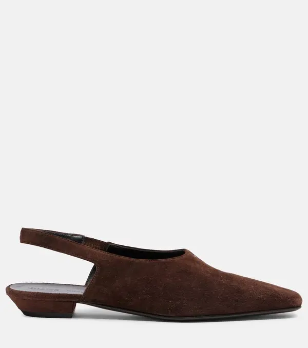 Khaite Cecilia Suede Slingback Flats - Brown