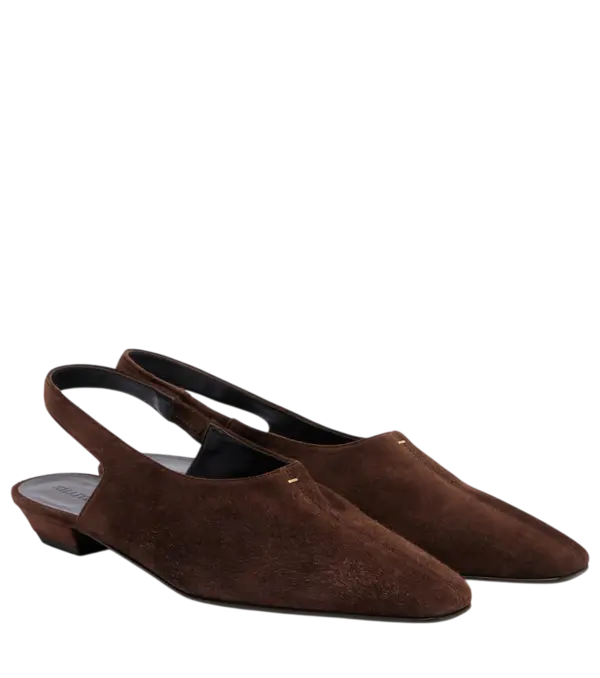 Khaite Cecilia Suede Slingback Flats - Brown