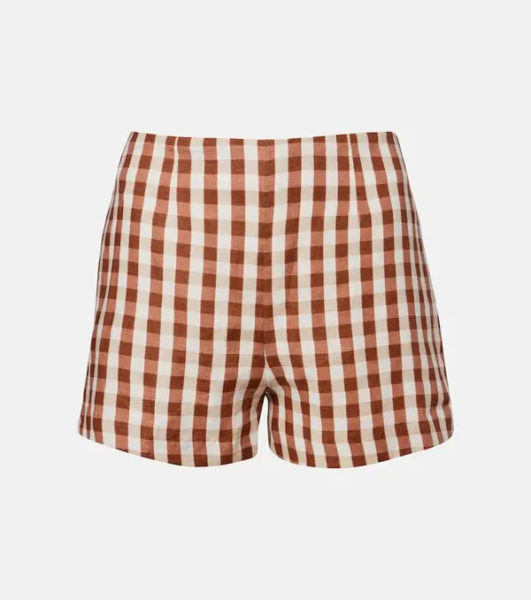 Faithfull The Brand Lila Gingham Linen Shorts - Brown