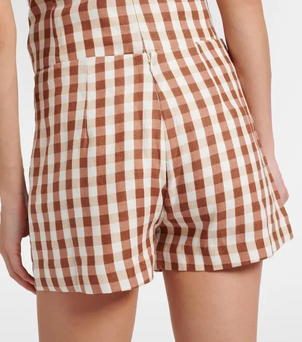Faithfull The Brand Lila Gingham Linen Shorts - Brown