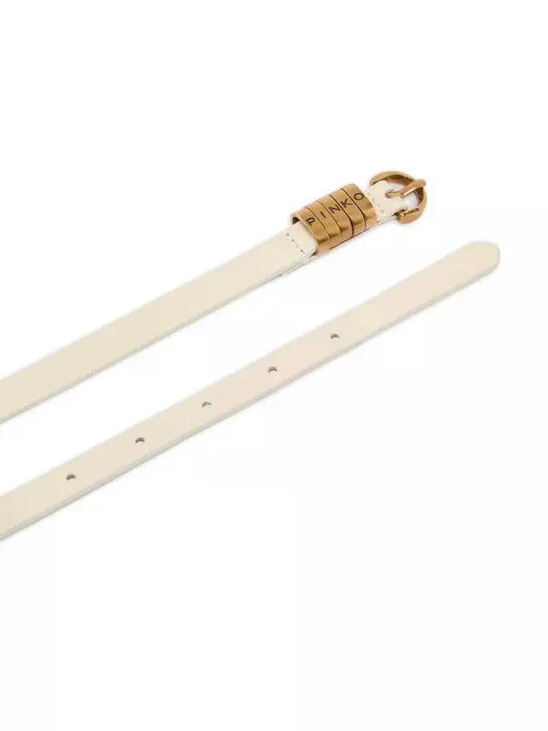 Pinko Logo-buckle Leather Belt - Neutrals