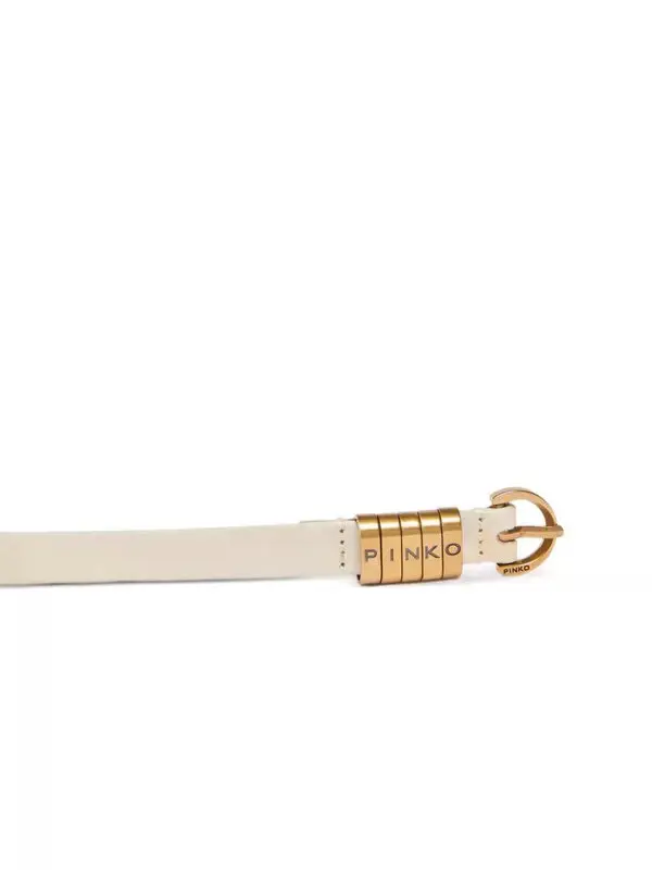Pinko Logo-buckle Leather Belt - Neutrals