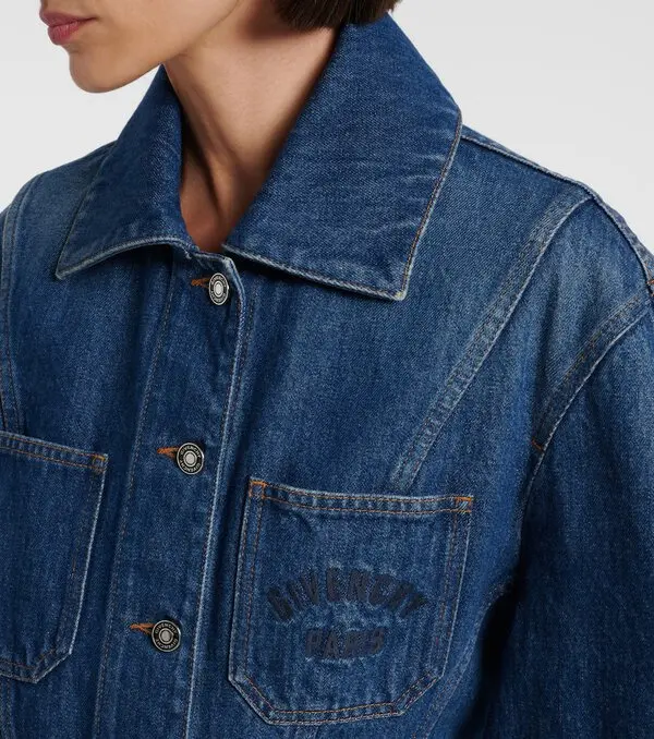 Givenchy Cocoon Cropped Denim Jacket - Blue