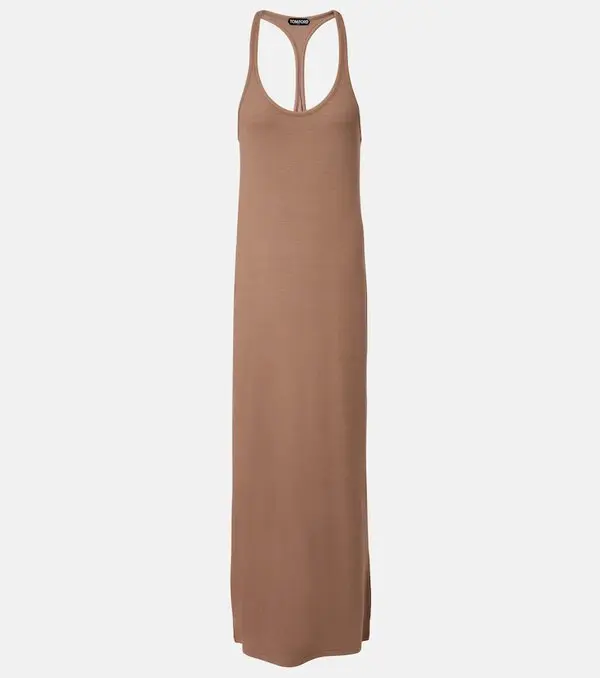 TOM FORD Racerback Jersey Maxi Dress - Brown