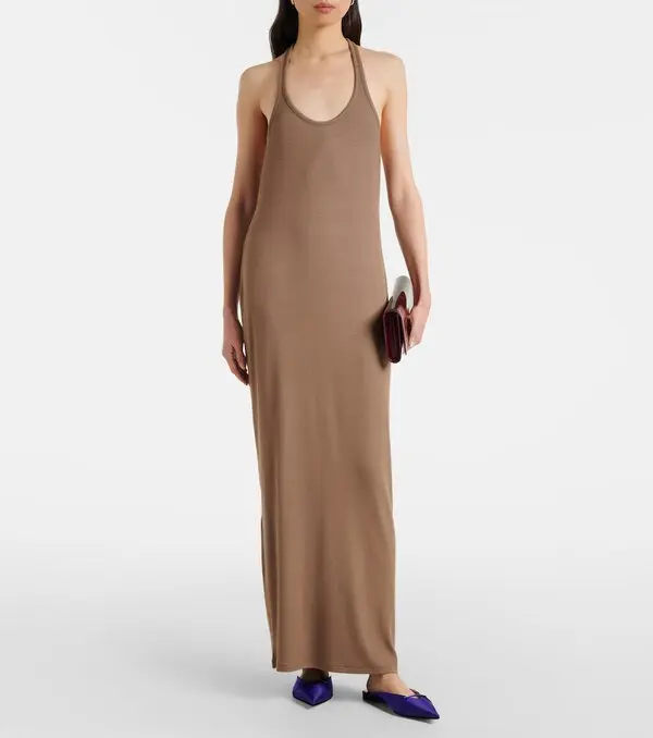 TOM FORD Racerback Jersey Maxi Dress - Brown
