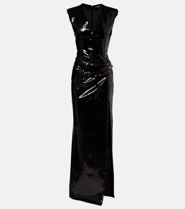 Balmain Chain-detail Sequined Gown