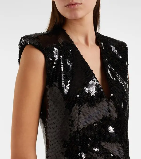 Balmain Chain-detail Sequined Gown