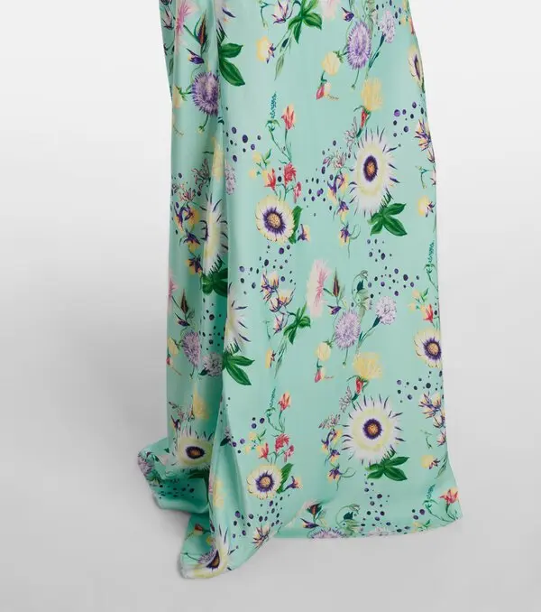 Rabanne Chain-detail Floral Satin Maxi Skirt - Multicoloured