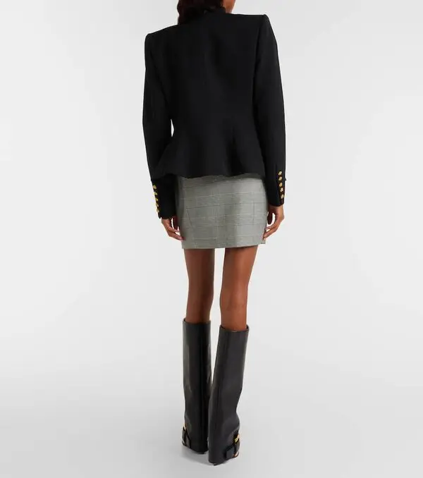 Balmain Houndstooth Wool-blend Miniskirt