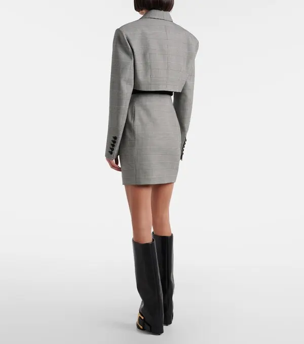 Balmain Houndstooth Wool-blend Miniskirt