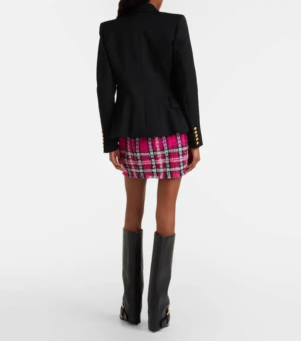 Balmain Checked Tweed Miniskirt