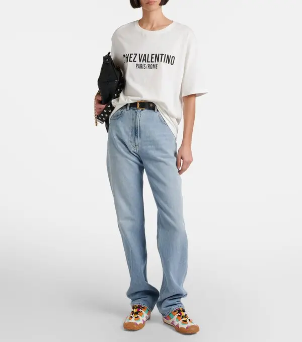 Valentino Garavani Amphibia Leather-trimmed Sneakers - Multicoloured