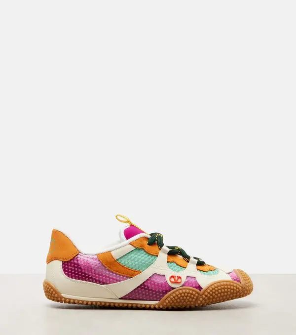 Valentino Garavani Amphibia Leather-trimmed Sneakers - Multicoloured
