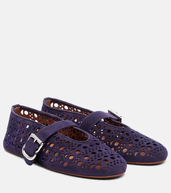 Alaïa Vienne Suede Ballet Flats - Purple