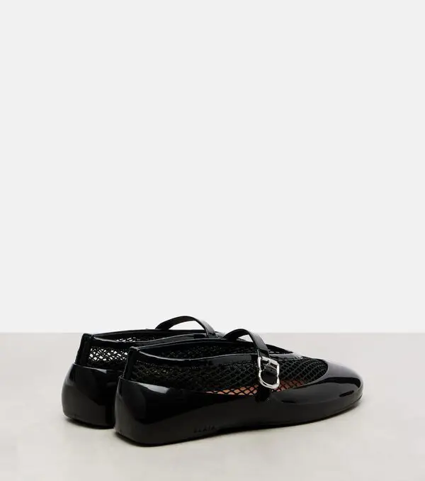 Alaïa Leather-trimmed Fishnet Ballet Flats - Black