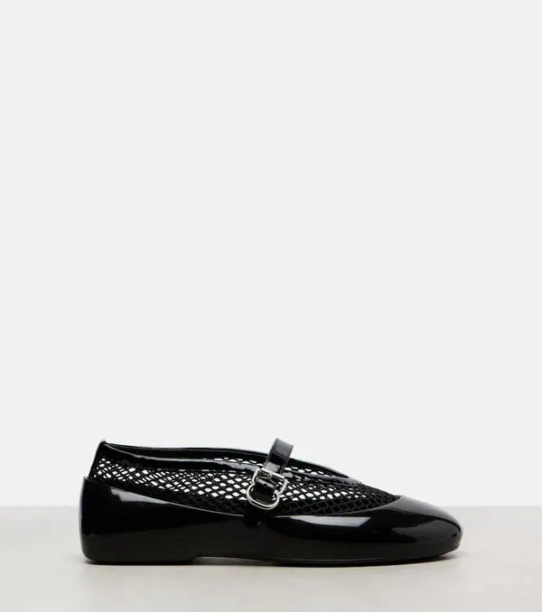 Alaïa Leather-trimmed Fishnet Ballet Flats - Black