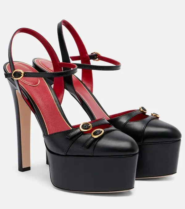 Valentino Garavani Crasher 145 Leather Platform Pumps - Black