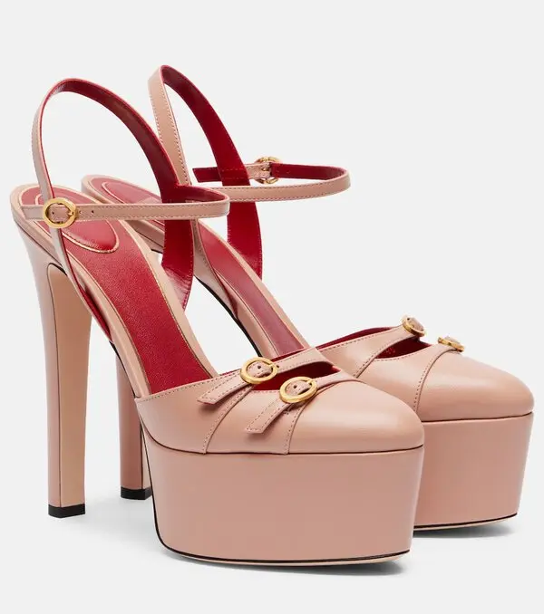 Valentino Garavani Crasher Leather Platform Pumps - Pink