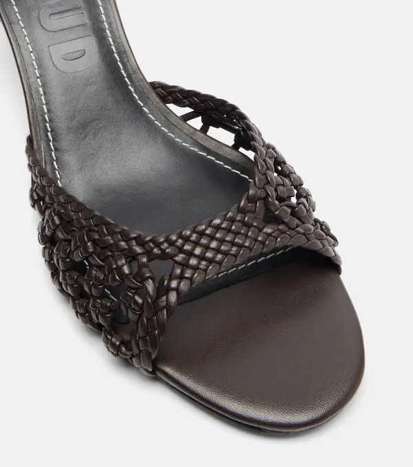 Staud Brigitte Woven Leather Mules - Brown