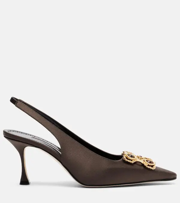 Manolo Blahnik Cupida 70 Embellished Slingback Pumps