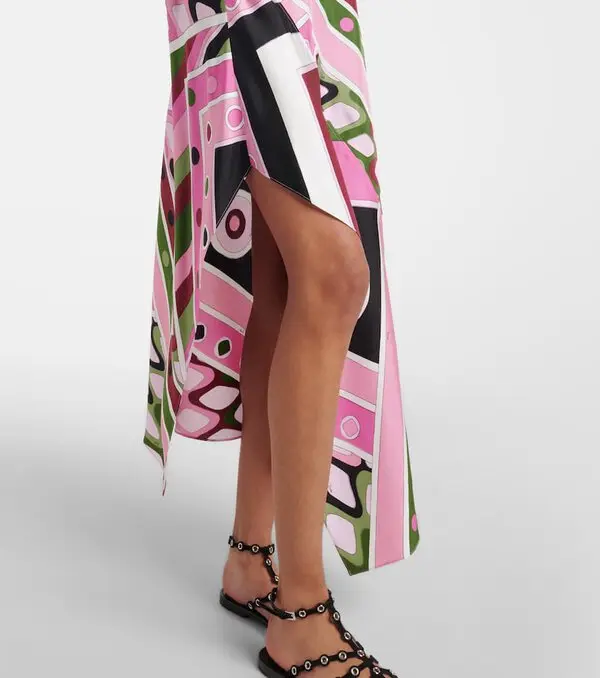Emilio Pucci Printed Silk Satin Midi Dress