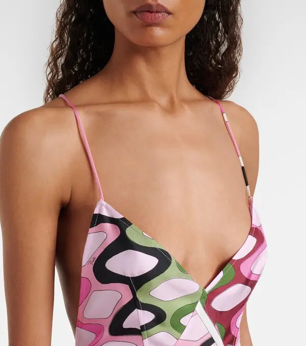 Emilio Pucci Vivara Silk Satin Midi Dress