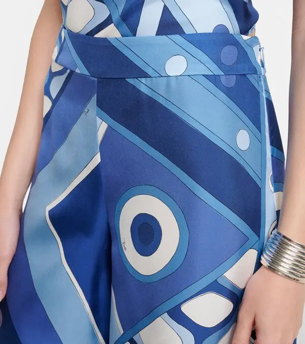 Emilio Pucci Vivara High-rise Silk Wide-leg Pants - Blue