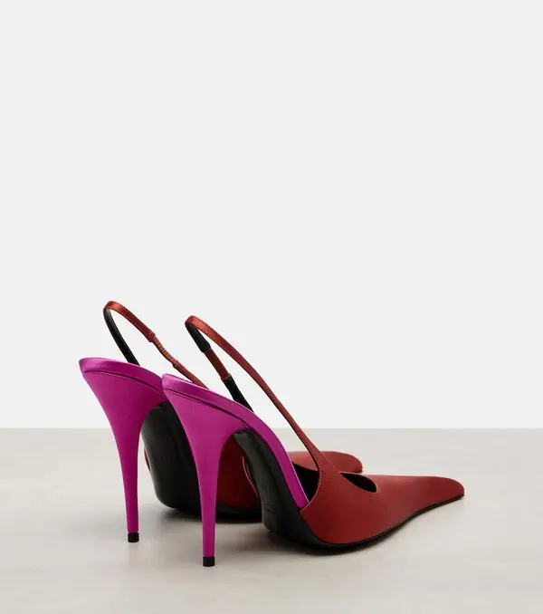 Saint Laurent Deroche Crêpe Satin Slingback Pumps - Red