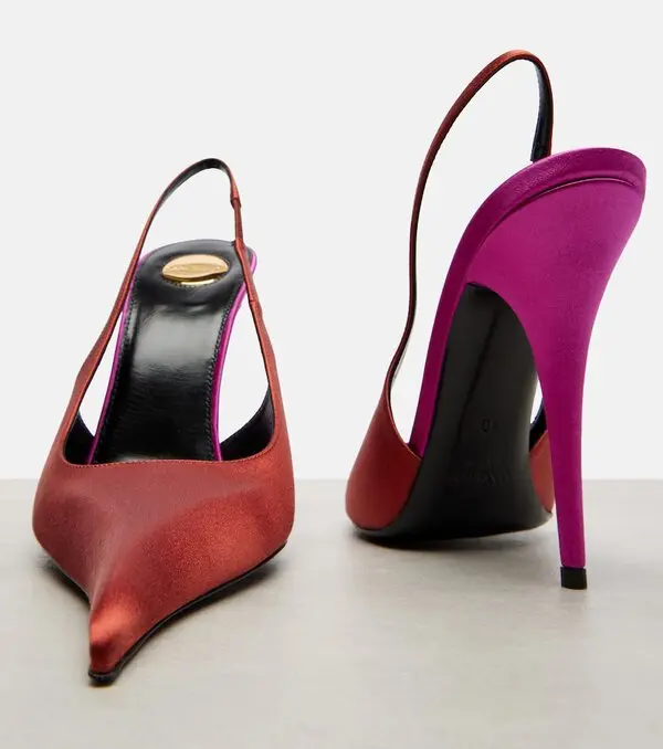 Saint Laurent Deroche Crêpe Satin Slingback Pumps - Red