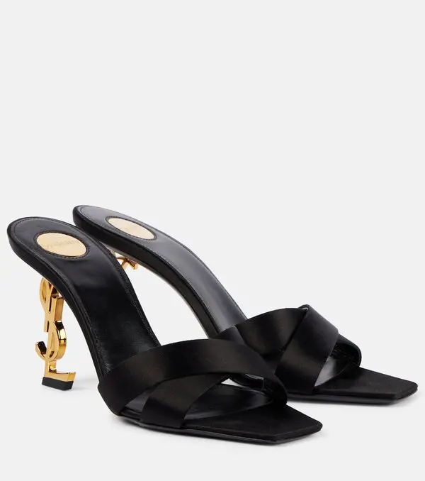 Saint Laurent Opyum 85 Satin Crêpe Mules - Black