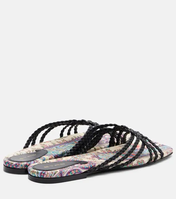Etro Canvas-trimmed Printed Leather Slides