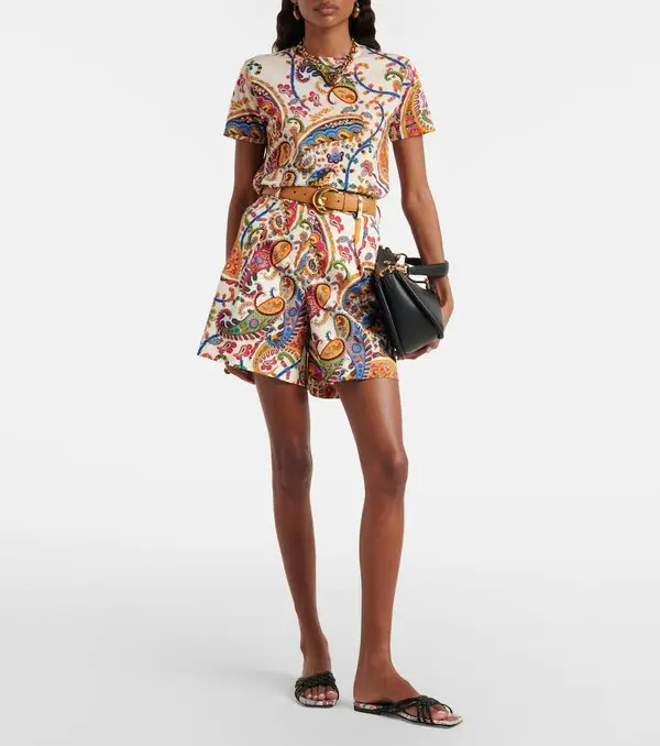 Etro Canvas-trimmed Printed Leather Slides