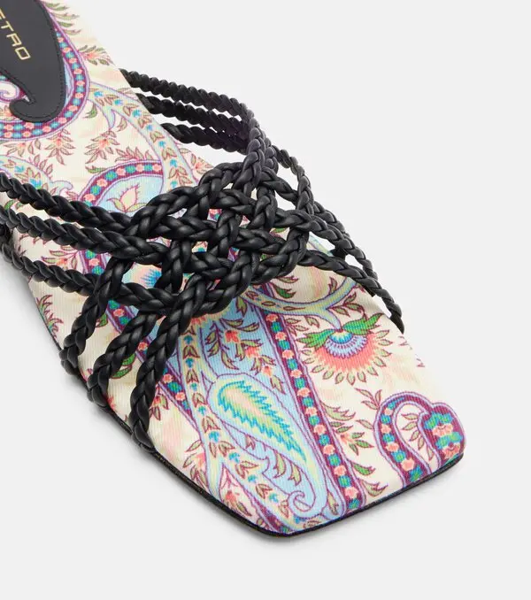 Etro Canvas-trimmed Printed Leather Slides