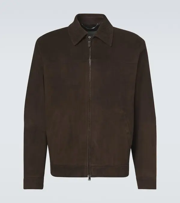 Canali Suede Blouson Jacket - Brown