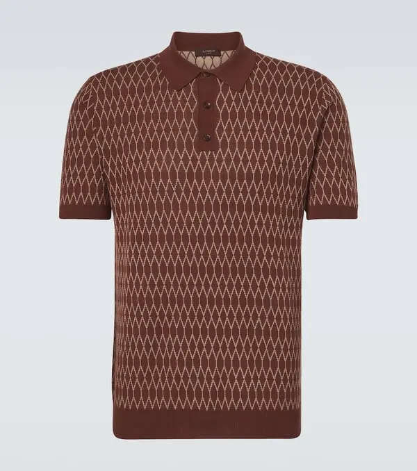 SLOWEAR Cotton Jacquard Polo Shirt - Brown
